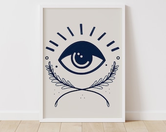Traditional Black and Tan Evil Eye Printable Wall Decor Mid-century ...