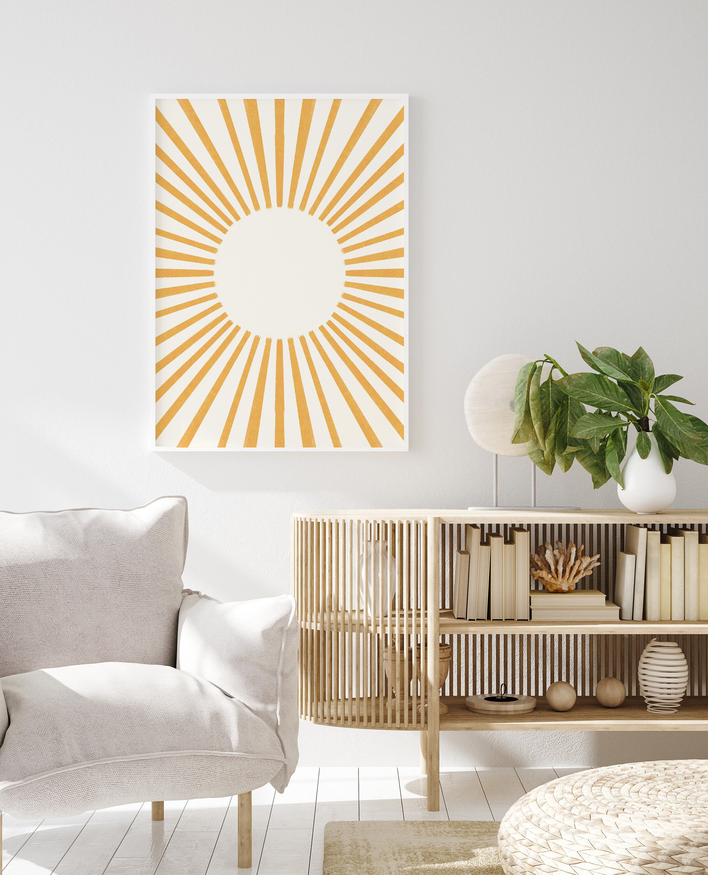 Minimalist Sunshine Print Set | Abstract Sun Print Set | Boho Sunburst ...