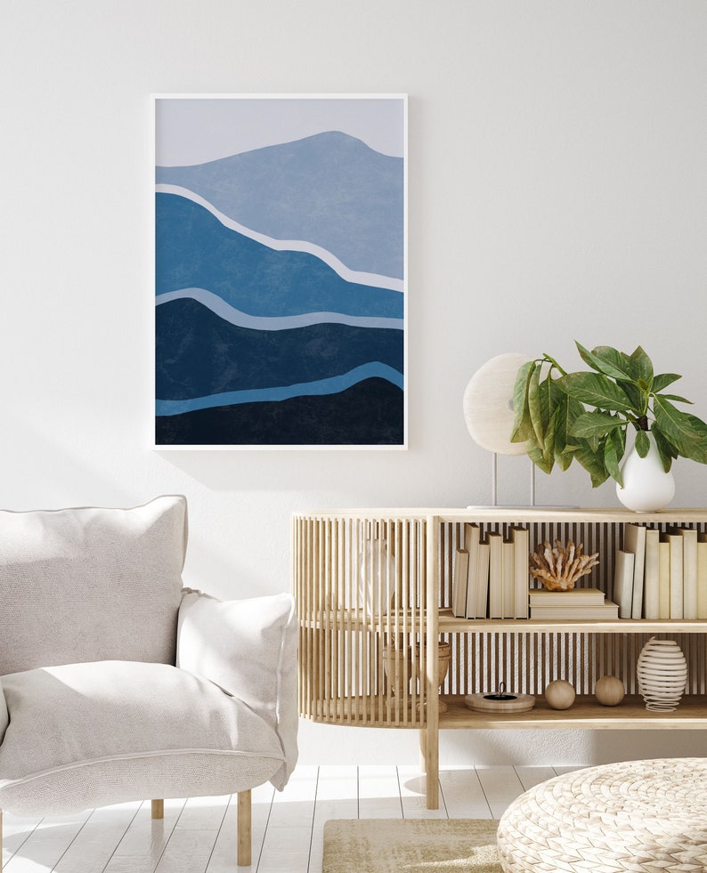 Abstract Blue Mountains Landscape Print Landscape Print Blue Wall Decor ...