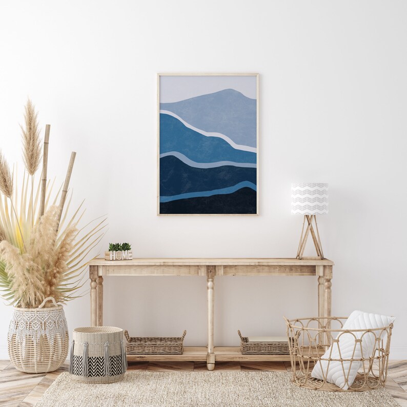 Abstract Blue Mountains Landscape Print Landscape Print Blue Wall Decor ...