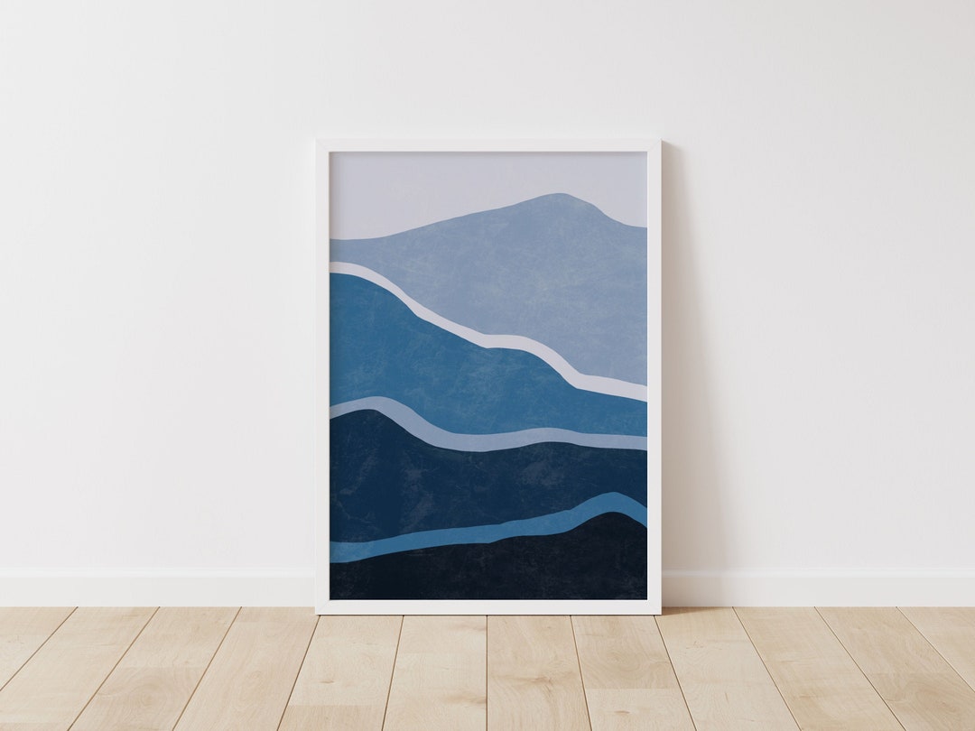Abstract Blue Mountains Landscape Print | Landscape Print | Blue Wall ...