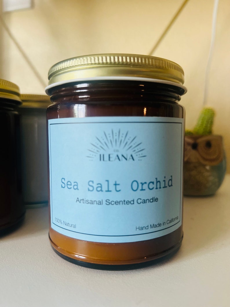Artisanal Scented Soy Wax Candles, Sea Collection Scents in Amber Jar ...