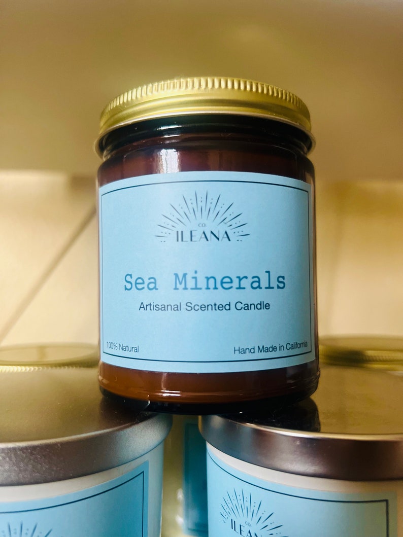 Artisanal Scented Soy Wax Candles, Sea Collection Scents in Amber Jar ...