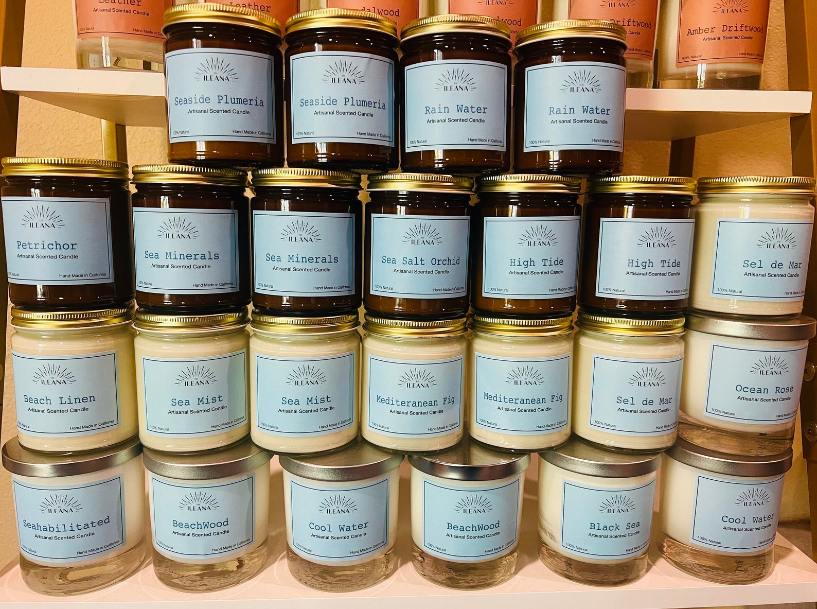 Artisanal Scented Soy Wax Candles, Sea Collection Scents in Amber Jar ...
