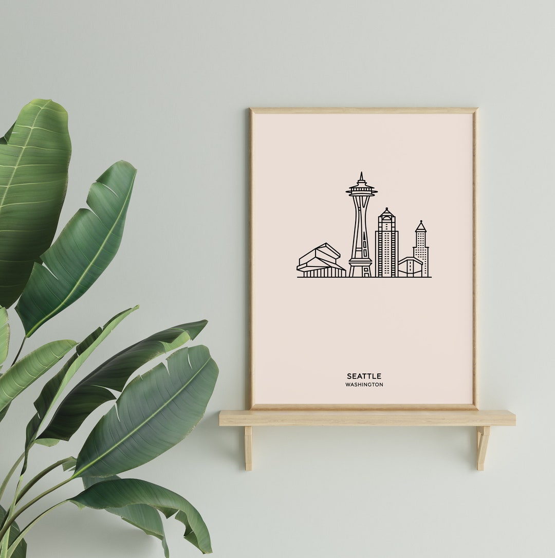 Seattle Minimalist Skyline Wall Art - Etsy