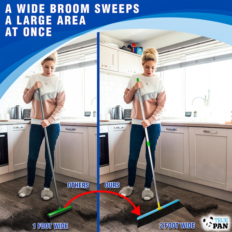 Real Horsehair Broom, With Wide & Far-reaching Swiveling Broom Head. Durable Aluminum Rod. Easy ...