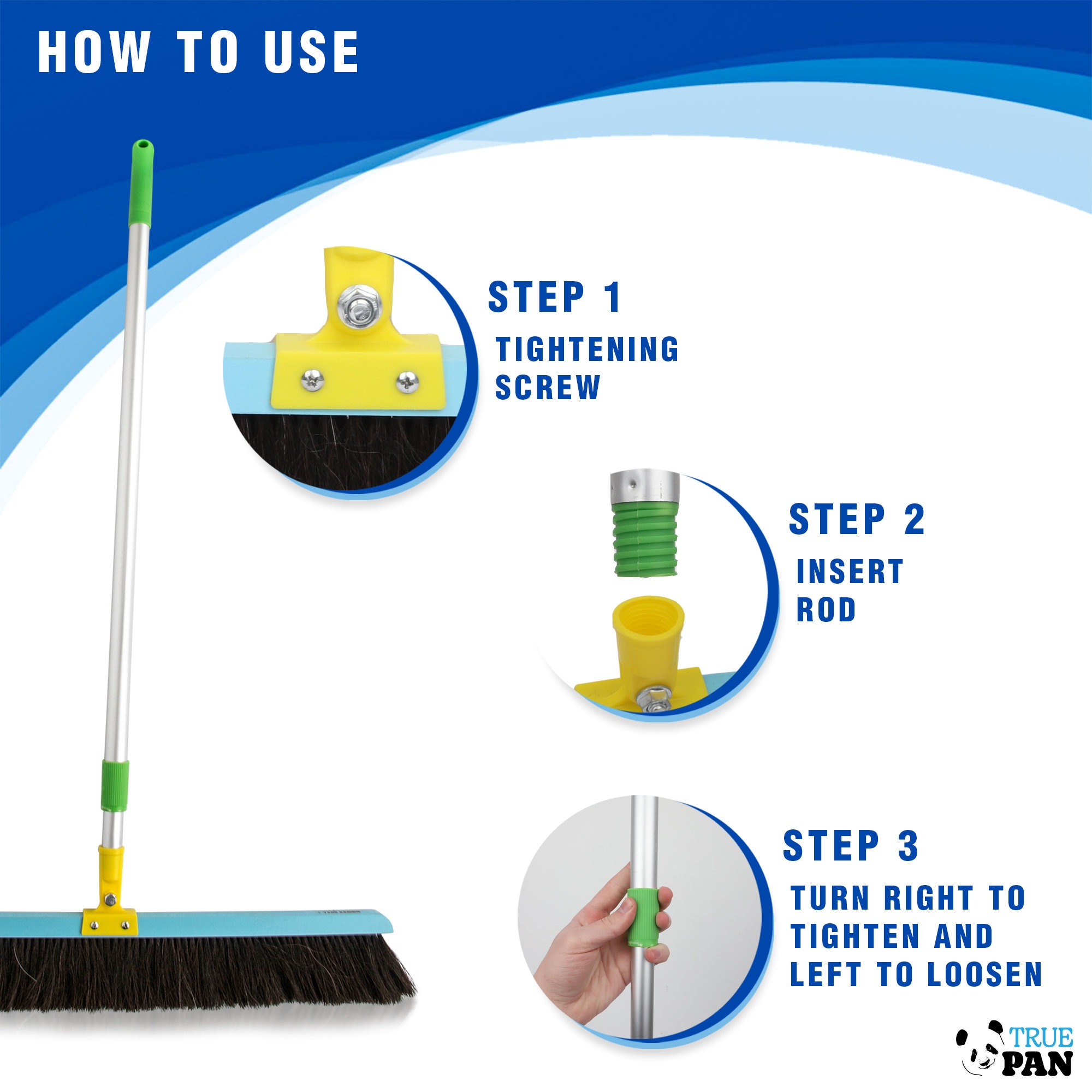 Real Horsehair Broom, With Wide & Far-reaching Swiveling Broom Head ...