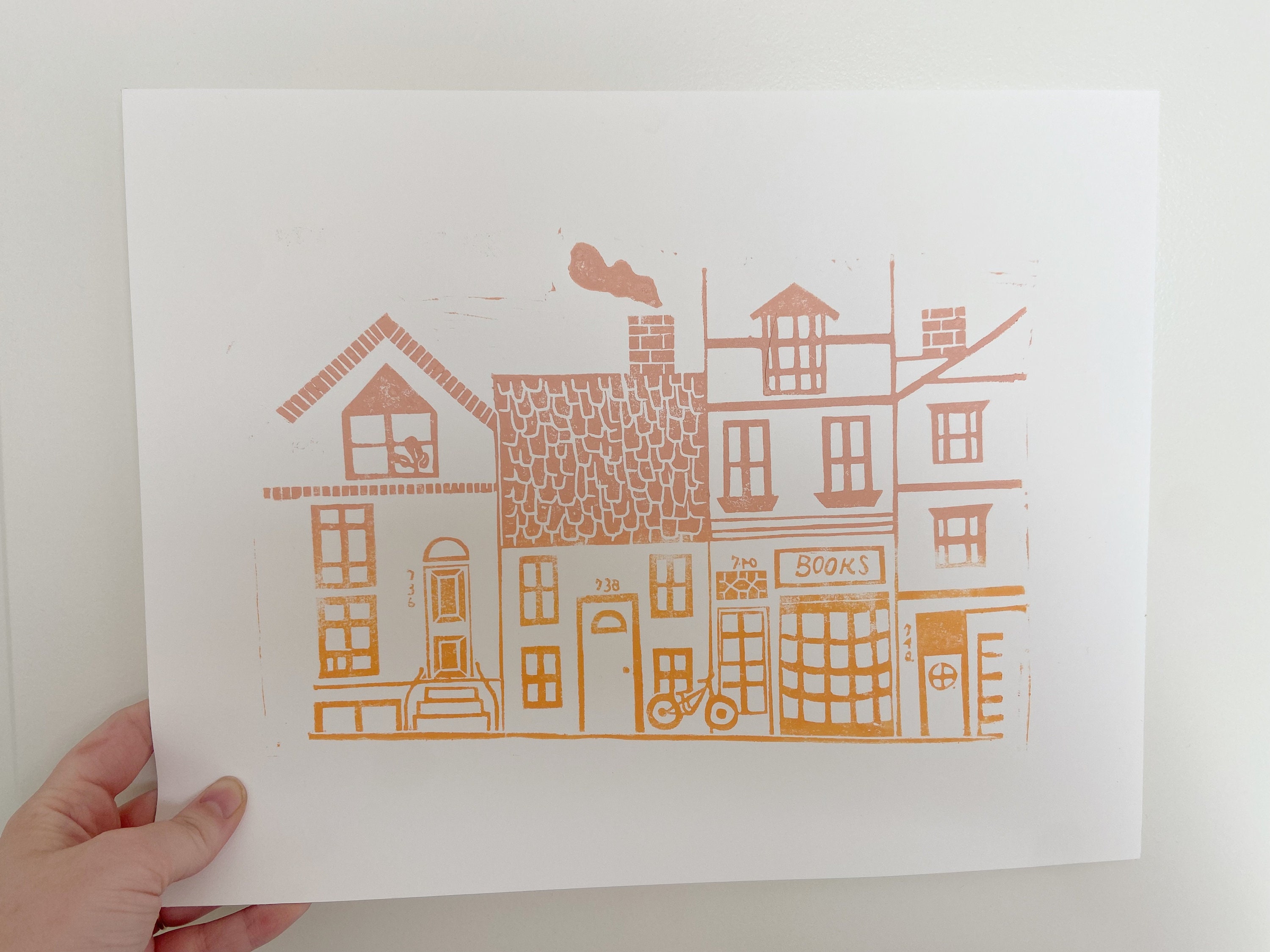 Townhouse Street Linocut Hand-carved Block Print Wall Art - Etsy