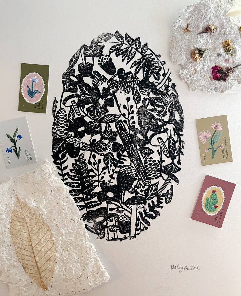 Forest Floor Linocut Hand-carved Block Print Wall Art - Etsy