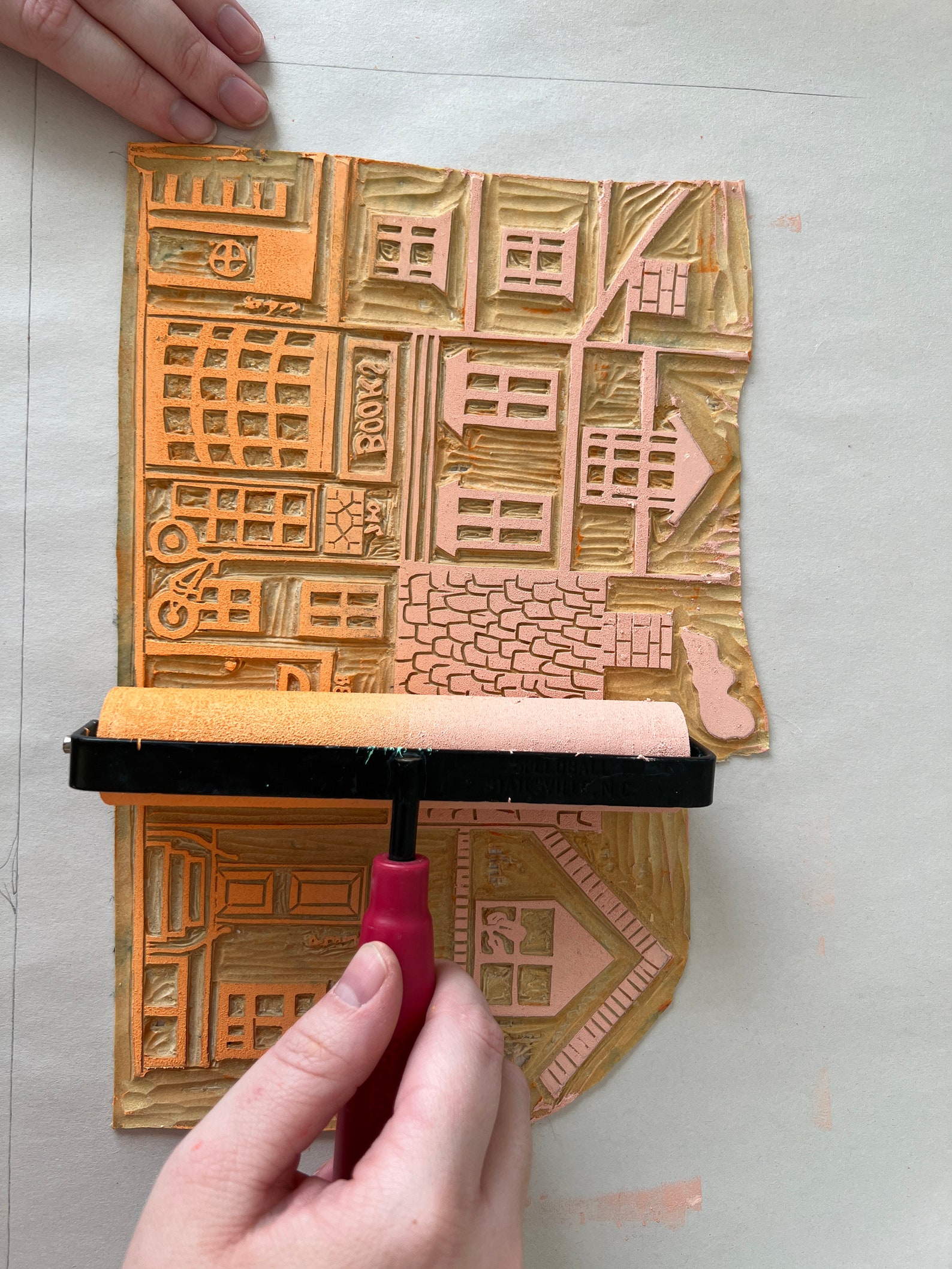 Townhouse Street Linocut Hand-carved Block Print Wall Art - Etsy