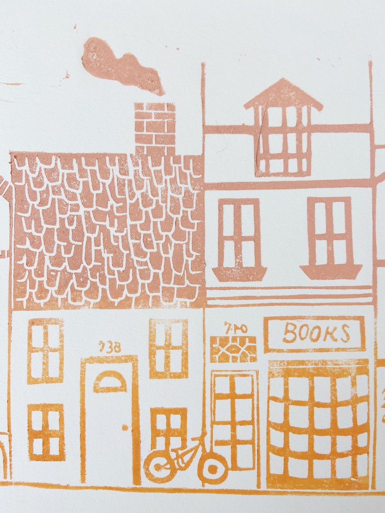 Townhouse Street Linocut Hand-carved Block Print Wall Art - Etsy