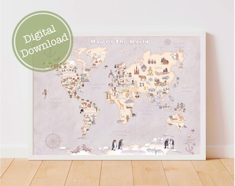 Montessori World Map Poster - Etsy