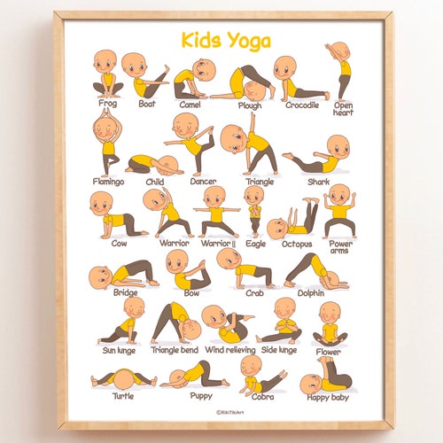 Kids Yoga Poster Homeschool Classroom Downloadable Prints | Etsy