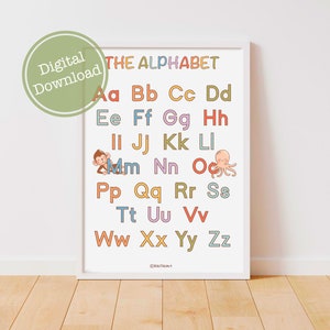 Rainbow ABC Poster Printable Nursery Wall Art Toddler Classroom Posters ...