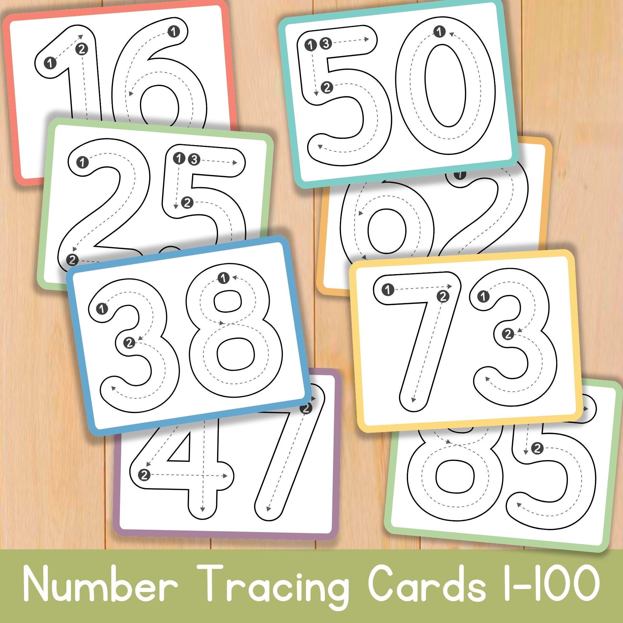 Tarjetas para trazar números del 1 al 100, hojas de trabajo imprimibles ...