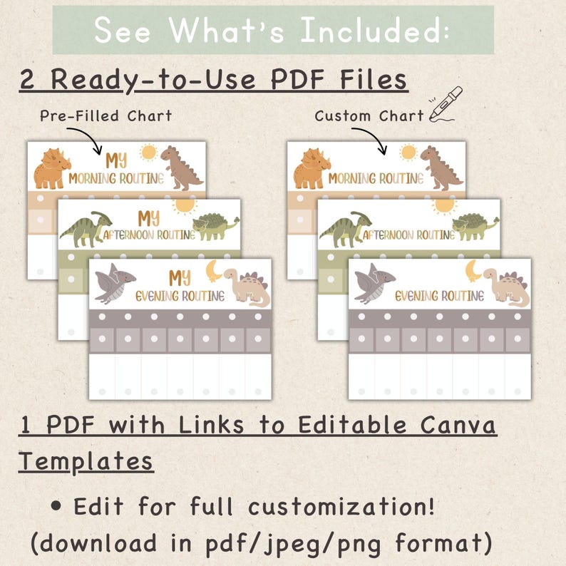 Dinosaur Routine Chart - Toddler Flip Chart 210 Routine Labels ...
