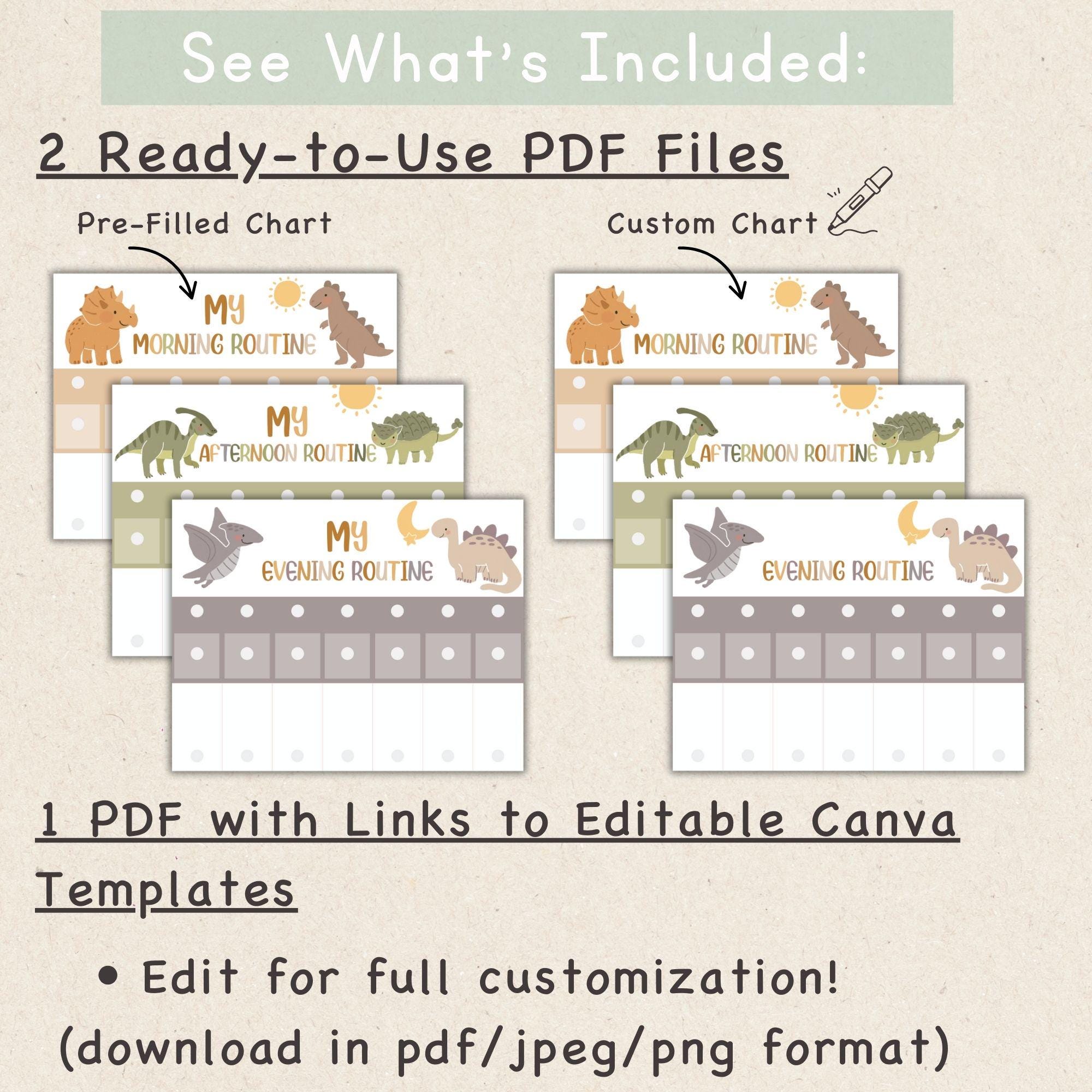 Dinosaur Routine Chart - Toddler Flip Chart 210 Routine Labels ...