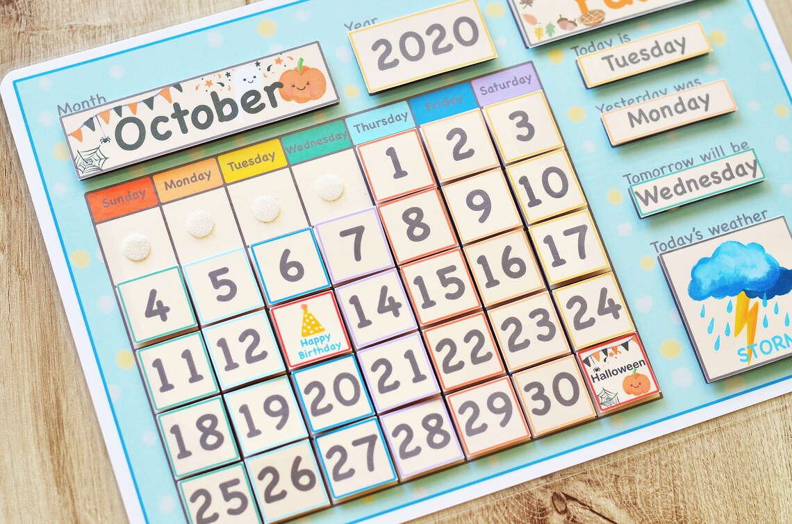 Montessori Calendar Kids Calendar Board Preschool Curriculum | Etsy