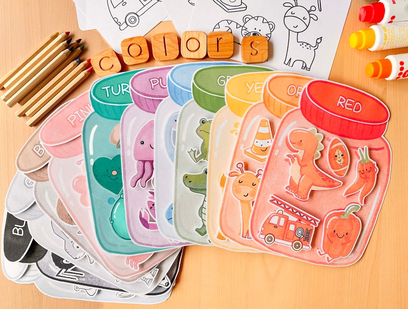 Color Sorting Toddler Activities, Color Matching in Jars Game for ...