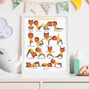 Yoga Poses Poster for Kids Montessori Toddler Routine Playroom Wall Art ...