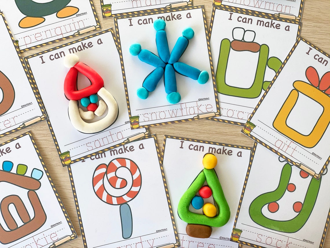 Christmas Play Dough Mats Visual Cards Printable Play Doh | Etsy
