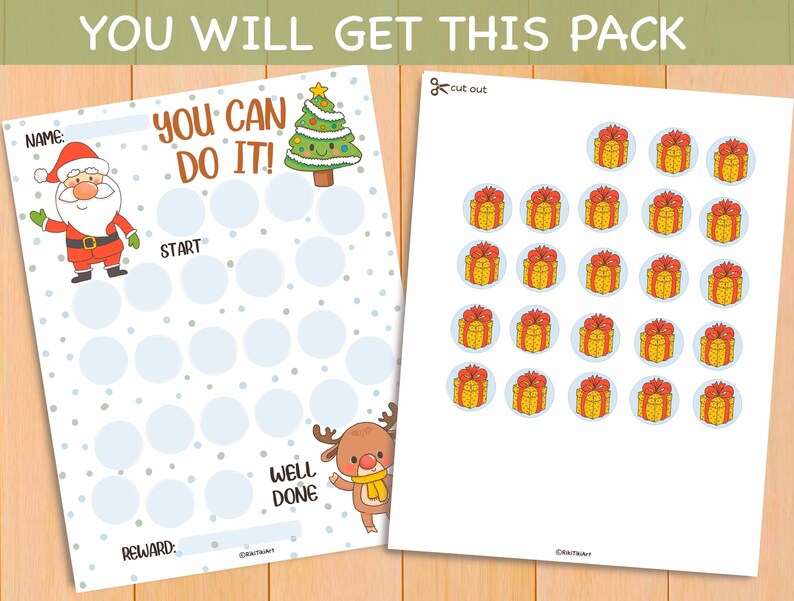 Christmas Behavior Chart for Kids Reward Chart Printable Toddler Chore ...