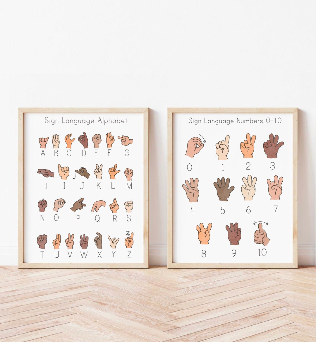 ASL Classroom Posters Set of Two Prints American Sign Language Alphabet ...