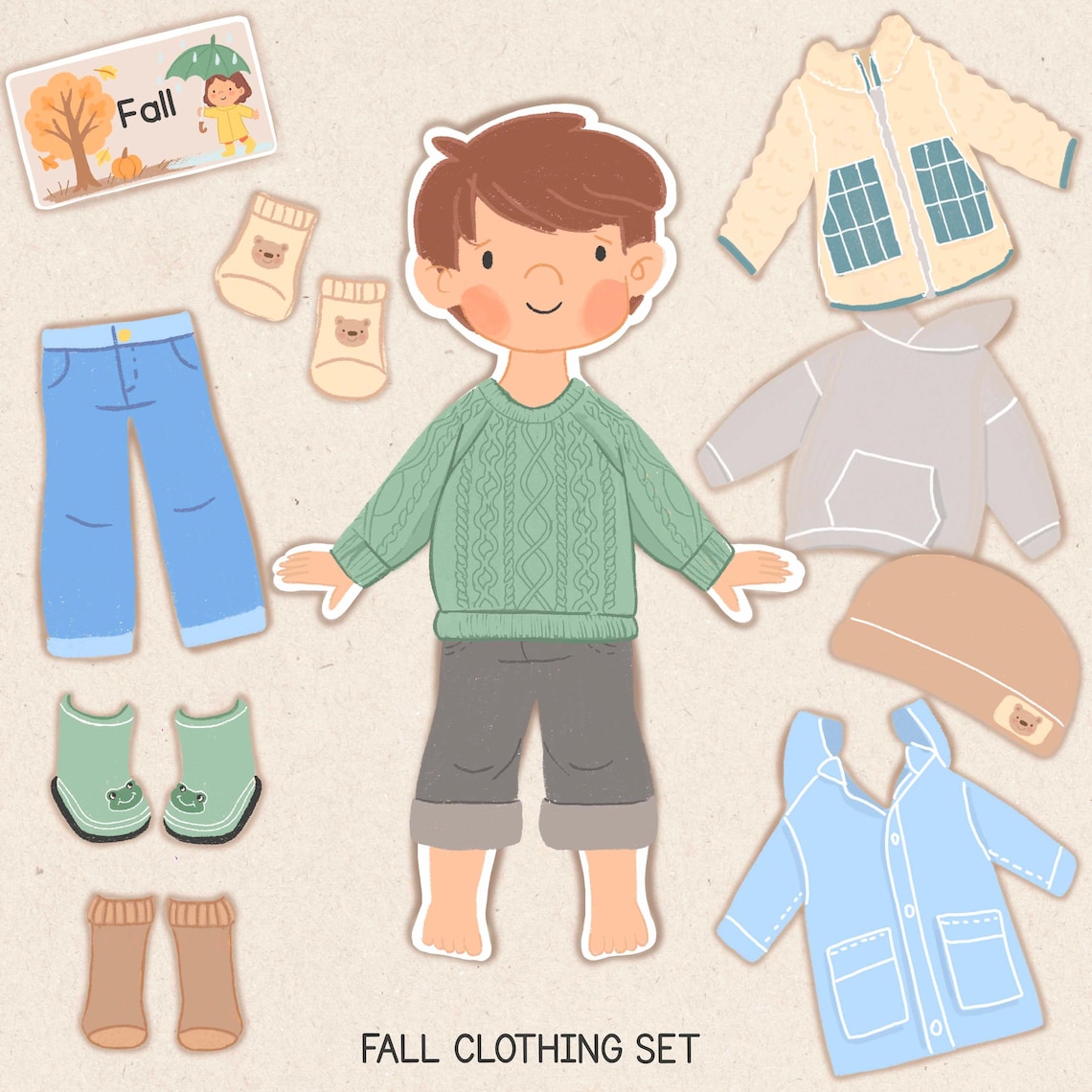 Boys Paper Doll Dress Up: Four Seasons Printable Activity (PDF Download ...