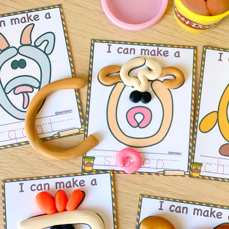 Farm Animals Play Doh Mats Visual Cards Printable Play Dough - Etsy Ireland