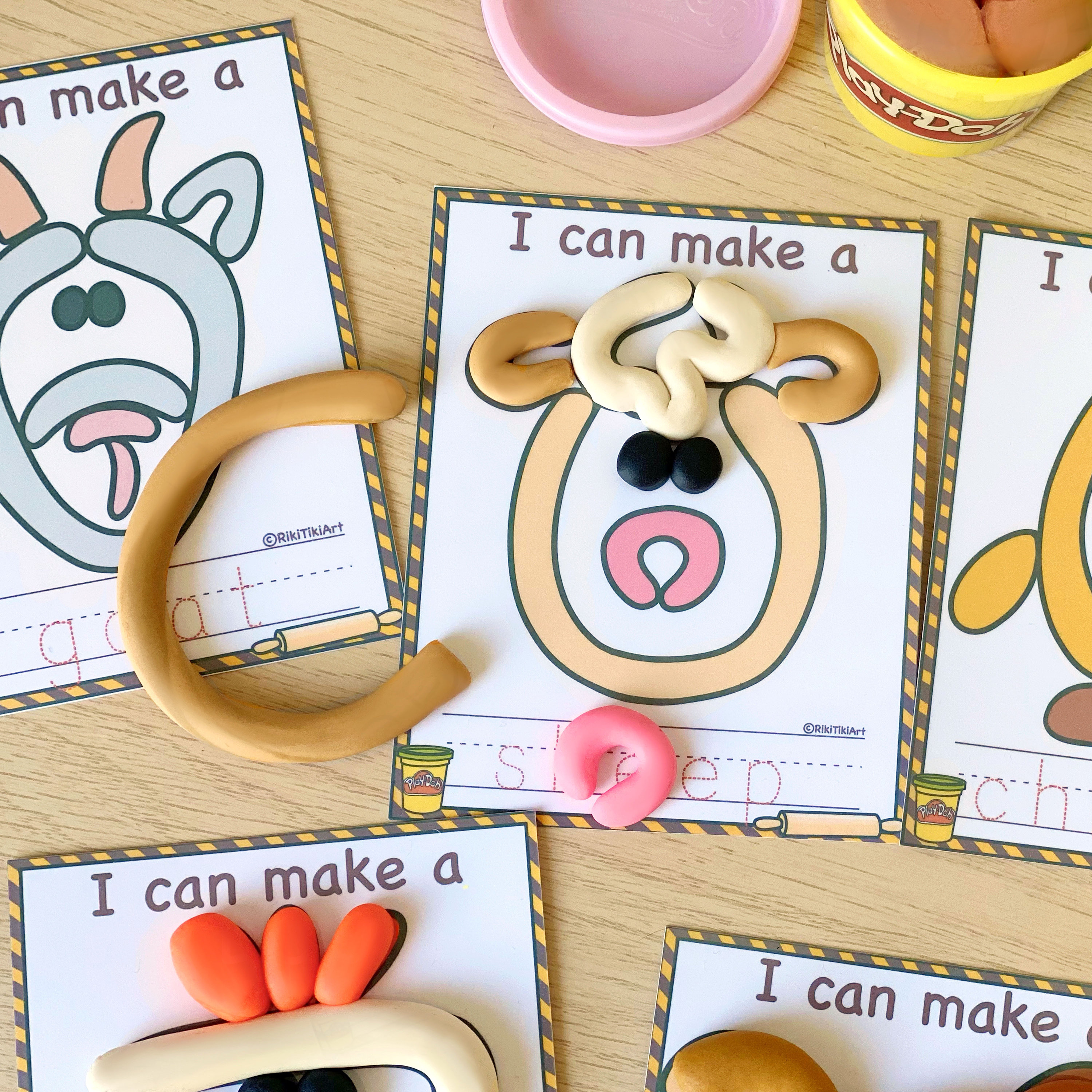Buy Farm Animals Play Doh Mats Visual Cards, Printable Play Dough ...