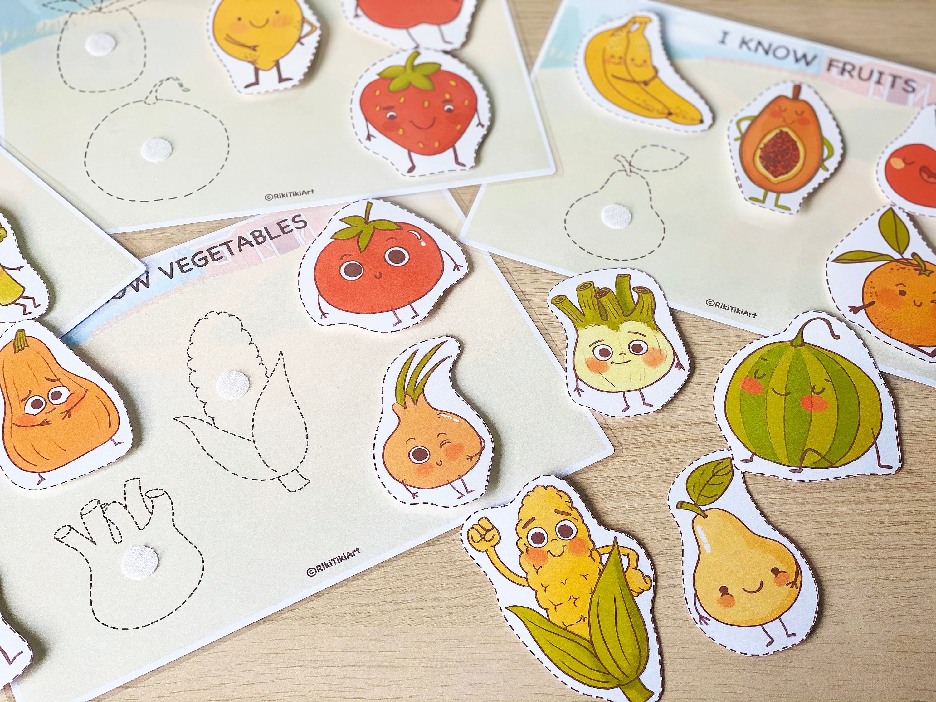 Fruits and Vegetables Matching Game Educational Sorting - Etsy