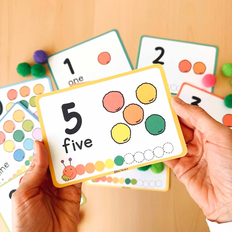 Pom Pom Counting Activity Numbers Match Practice 1 to 10 Montessori ...