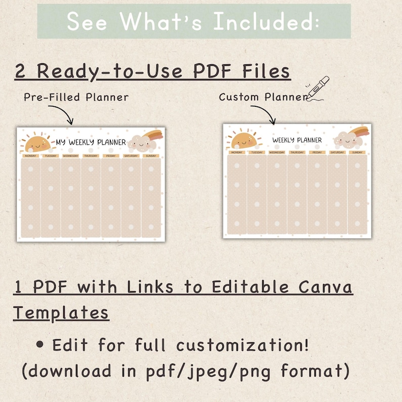 Editable Weekly Planner for Kids, Daily Routine Chart Autism Visual ...