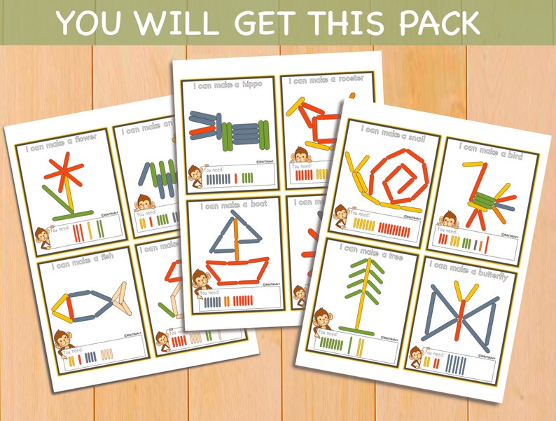 Nature Popsicle Sticks Activity for Toddlers Montessori Activities ...