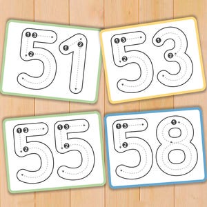 Number Tracing Cards 1-100 Printable Handwriting Practice Preschool ...
