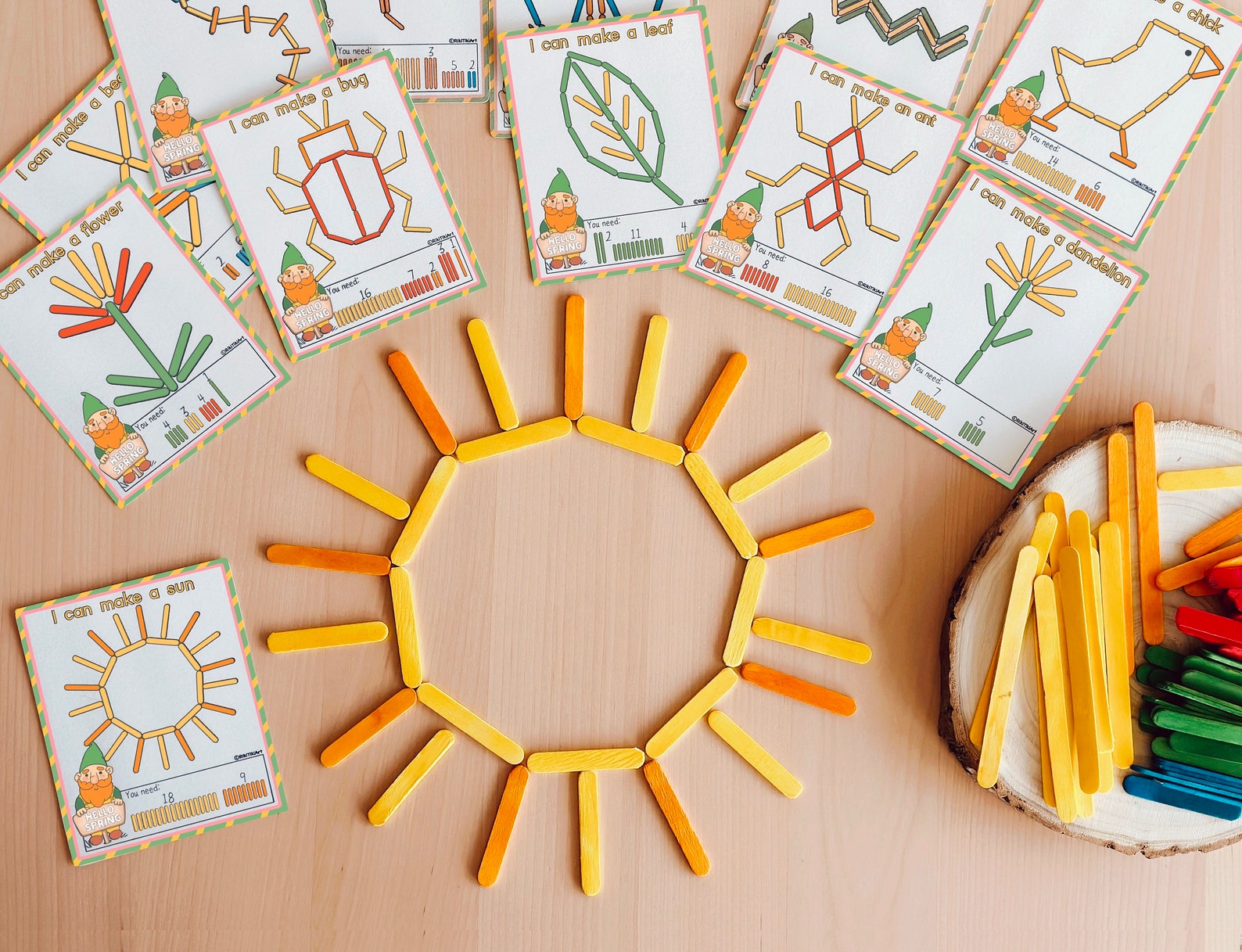 BUNDLE Popsicle Sticks Activity, Fine Motor Skills Montessori Printable ...