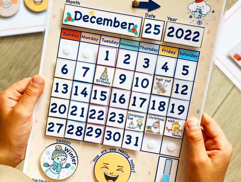 Perpetual Kids Calendar Printable Montessori Homeschool - Etsy