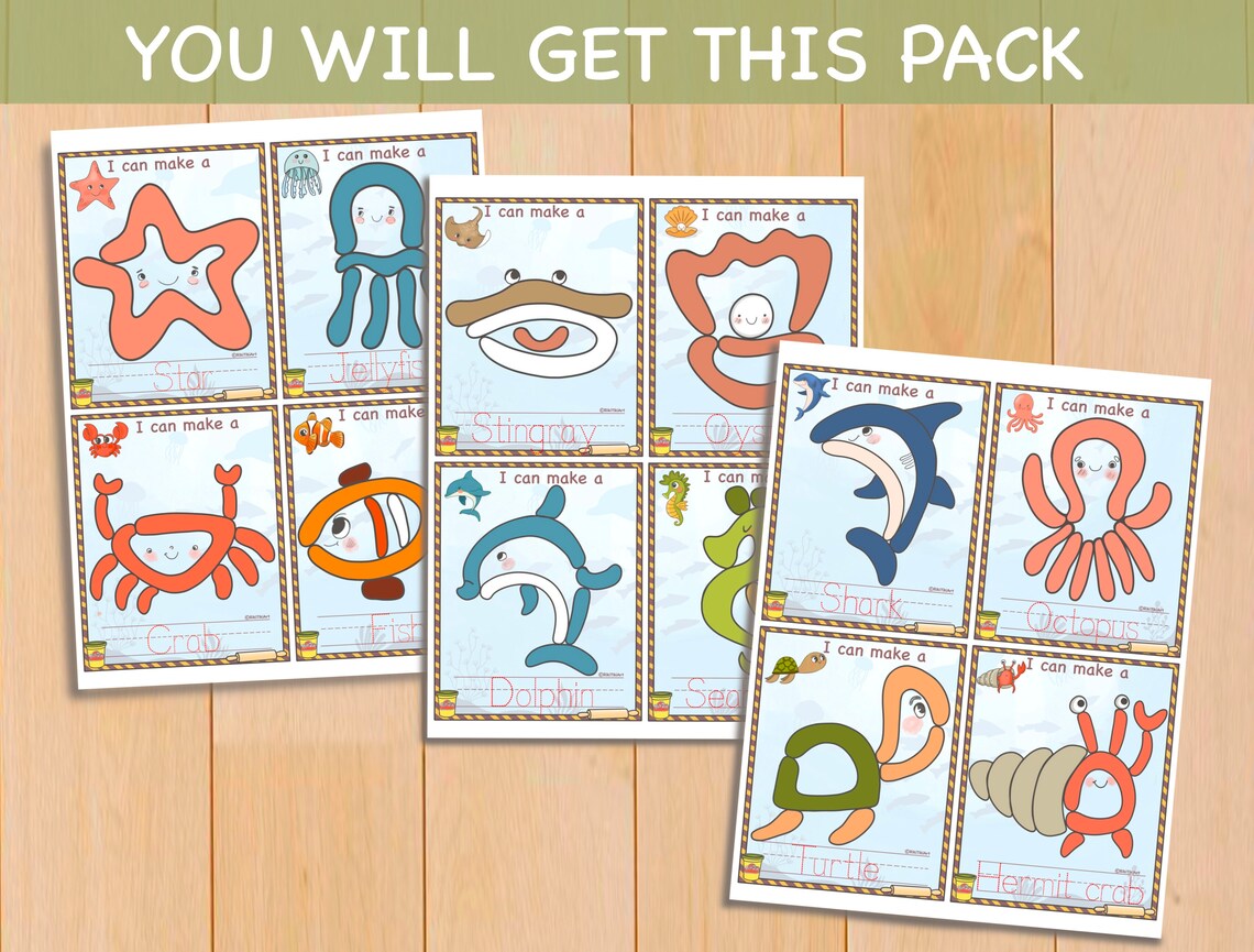 Ocean Animals Play Dough Mats Fine Motor Skills Preschool - Etsy