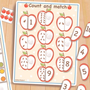 Montessori Math Count and Match Activity Printable Preschool Worksheets ...