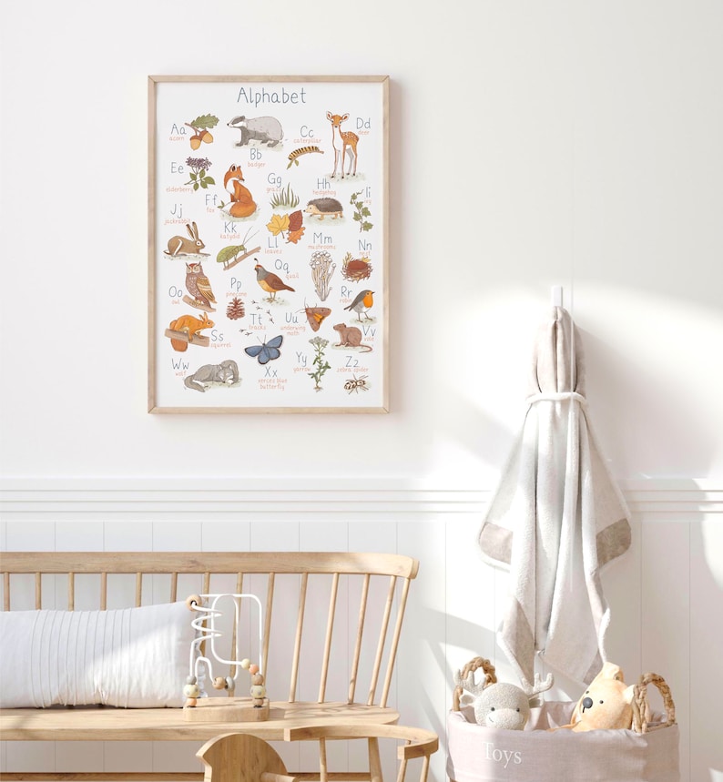 Woodland Alphabet Poster Woodland Animals Nursery Wall Art - Etsy