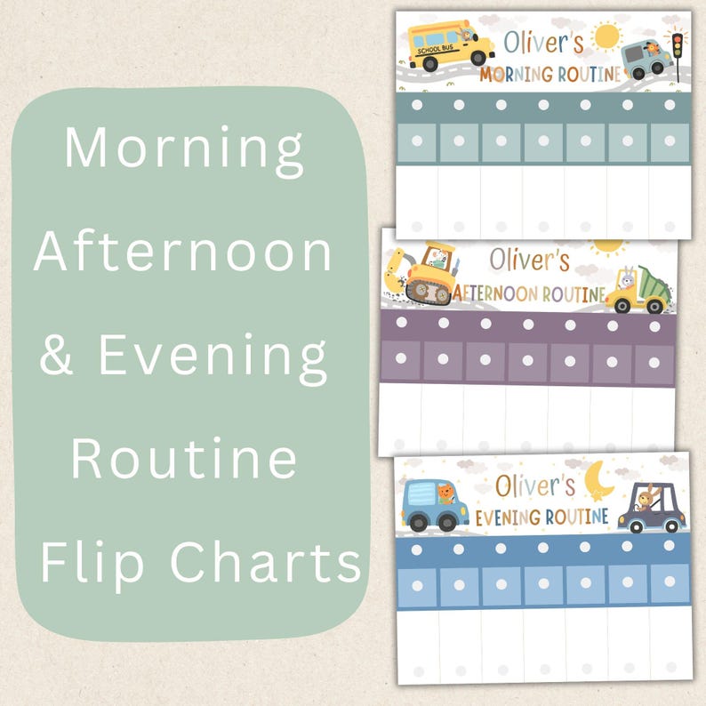 Toddler Routine Chart Morning Afternoon Evening Transport Chore Chart ...