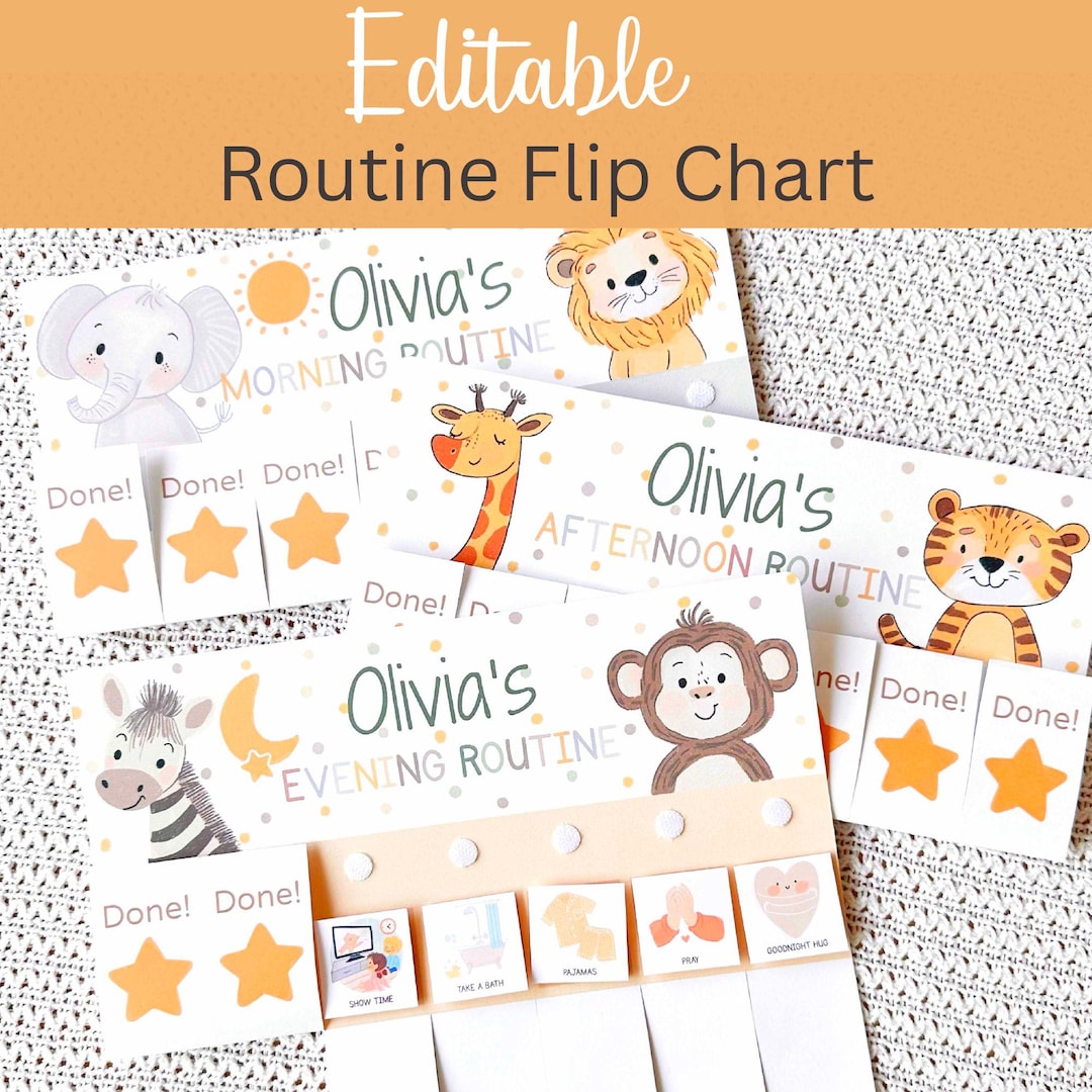 Editable Routine Chart Printable Toddler Chore Chart Morning Afternoon ...