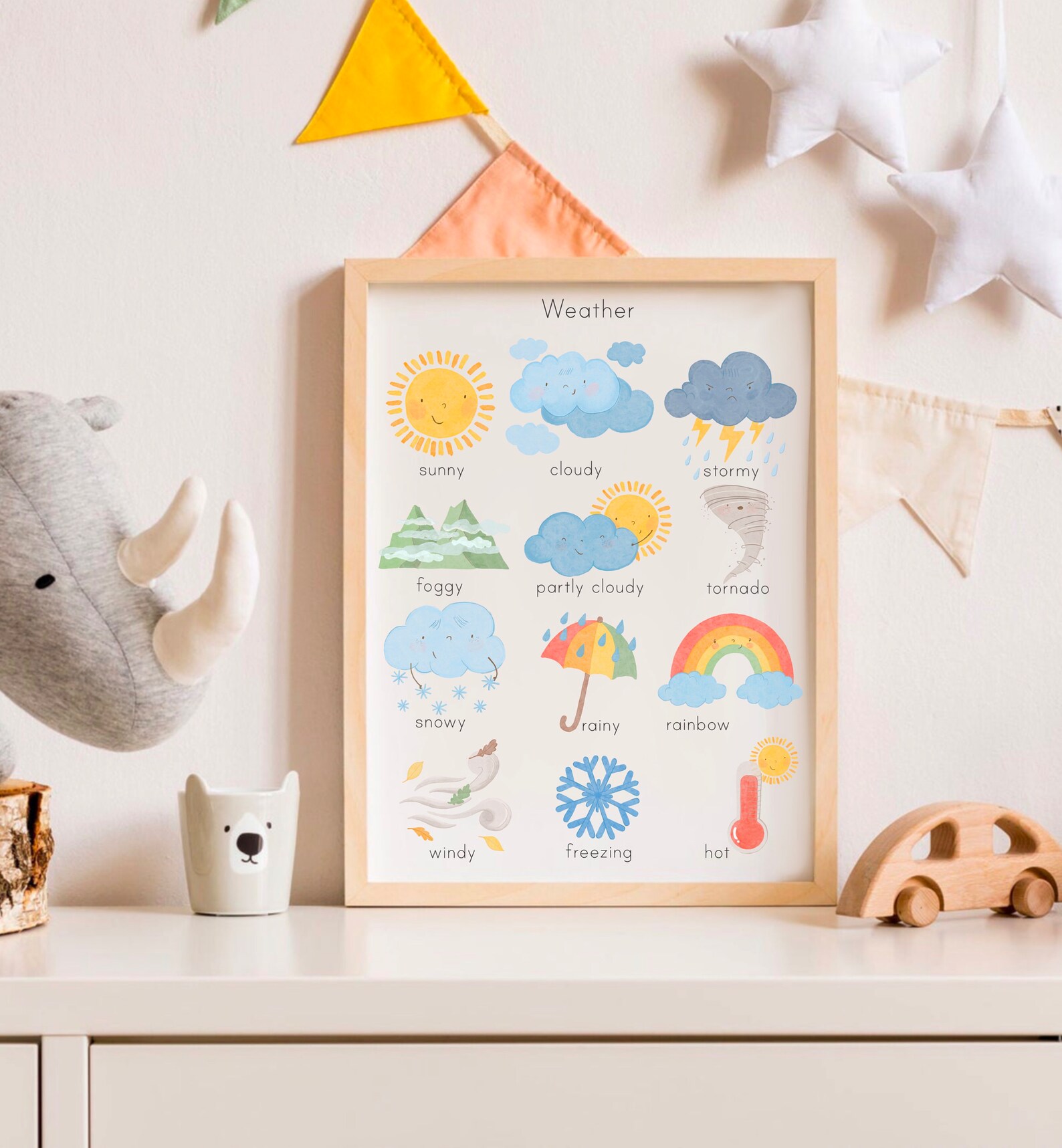 Set of 8 Watercolor Classroom Posters Educational Playroom Prints ...