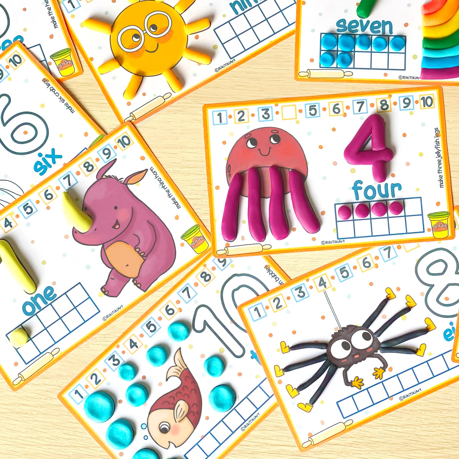 Counting and Numbers Play Dough Mats Printable Preschool - Etsy