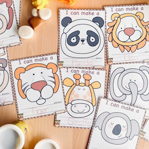 Zoo Animals Play Dough Mats Fine Motor Skills Visual Cards Montessori ...