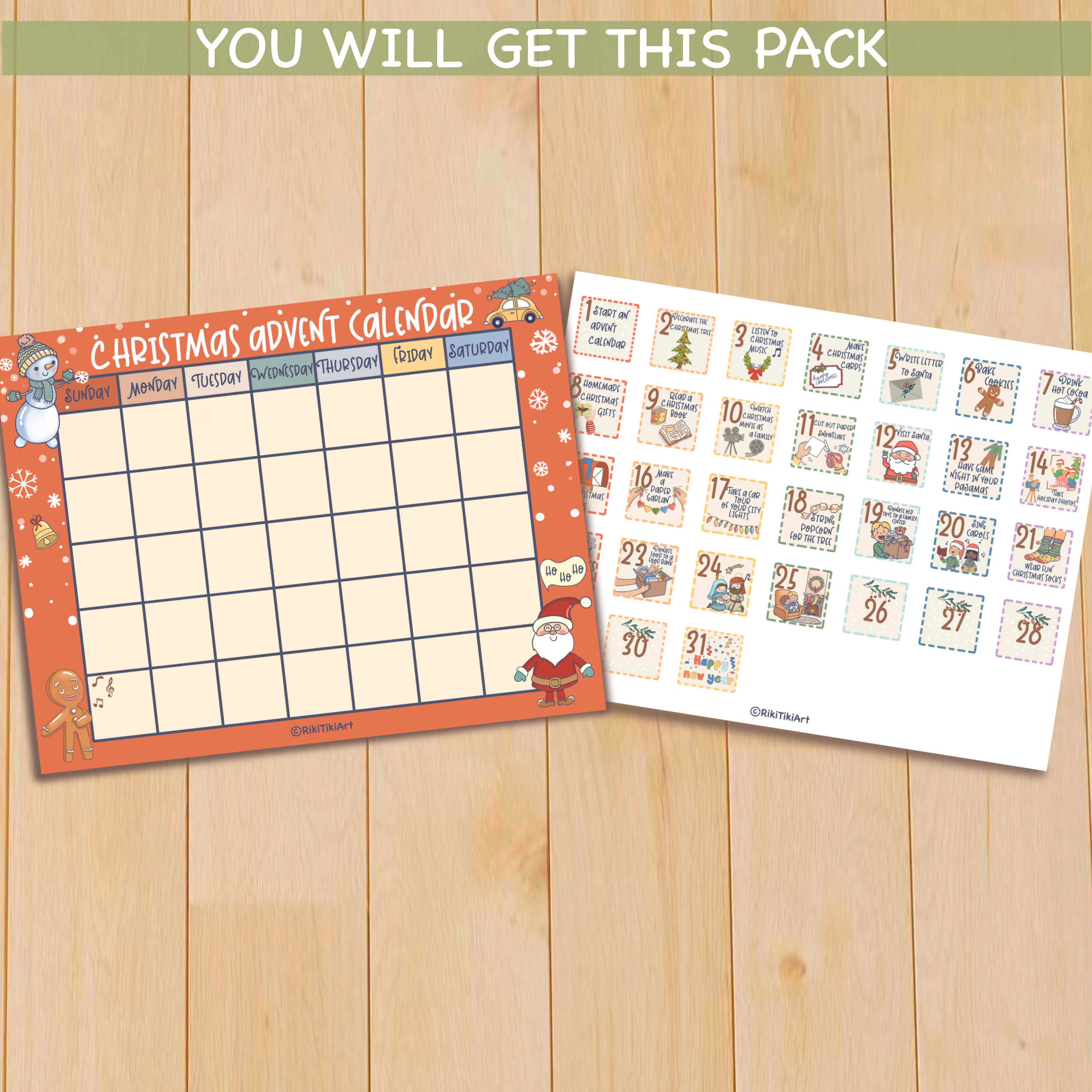 Printable Advent Calendar Numbers DIY Christmas Countdown, Family ...