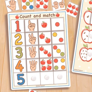 Montessori Math Count and Match Activity Printable Preschool Worksheets ...