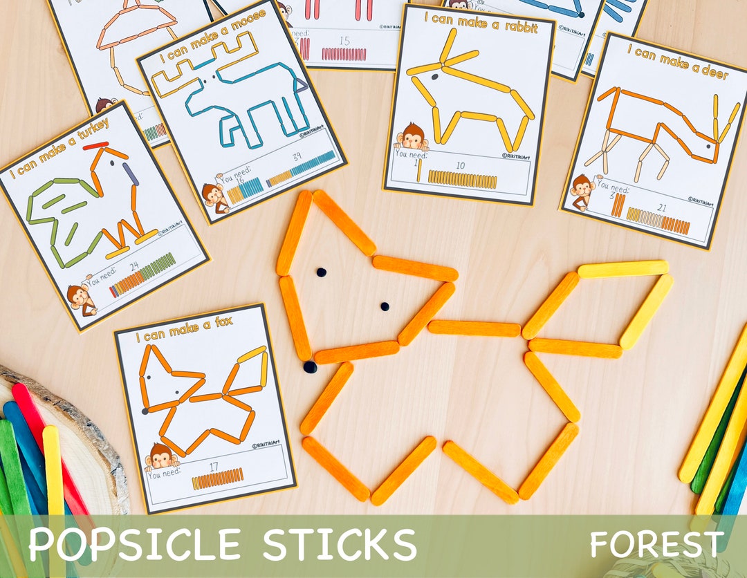 Forest Popsicle Sticks Activity Montessori Spring Printables Nature ...