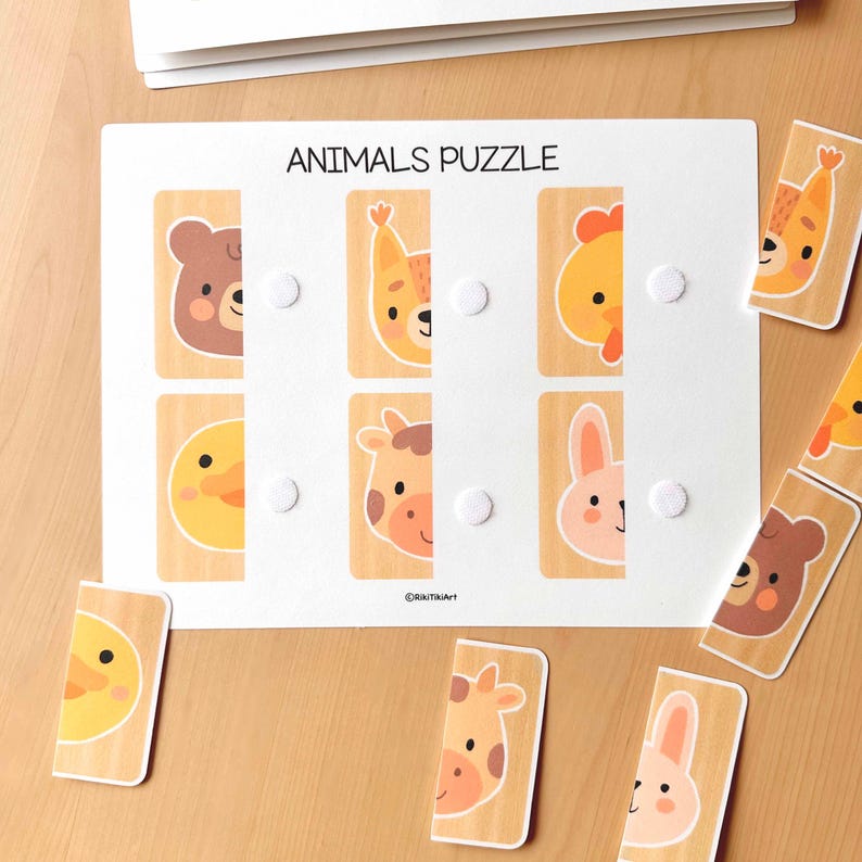 Animal Matching Game: Printable Picture Puzzle for Toddlers (PDF ...