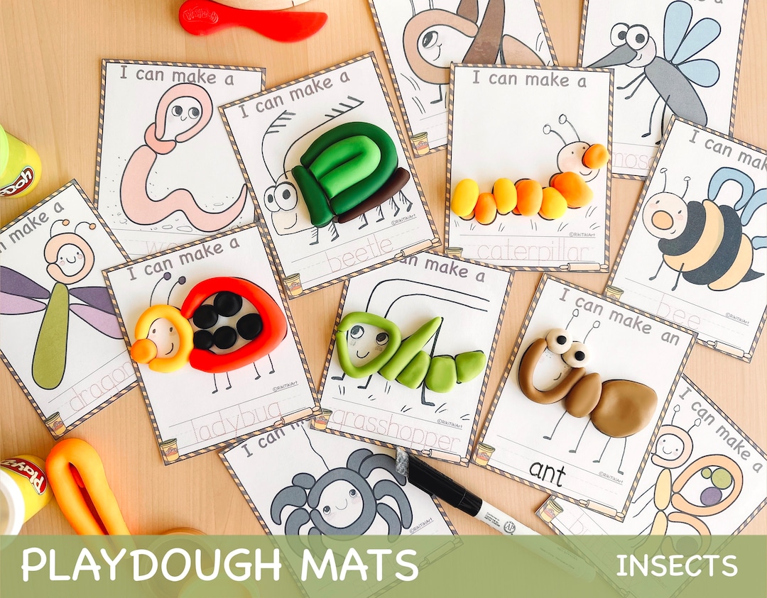 Insects Play Dough Mats Summer Theme Playdough Mats Bug Montessori ...
